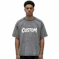 China 100% Cotton Men T Shirts Vintage Wash Grey 270GSM Cool Mens Shirts for sale