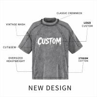 China 100% Cotton Men T Shirts Vintage Wash Grey 270GSM Cool Mens Shirts for sale