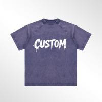 China Purple Crew Neck Shirt Heavyweight Vintage Acid Wash Oversized T Shirt Streetwear for sale