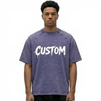 China Purple Crew Neck Shirt Heavyweight Vintage Acid Wash Oversized T Shirt Streetwear for sale