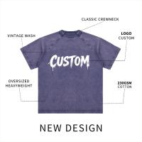 China Purple Crew Neck Shirt Heavyweight Vintage Acid Wash Oversized T Shirt Streetwear for sale