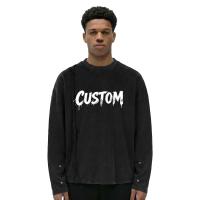 China Stylish Graphic Long Sleeve Shirts 280GSM Mens Heavyweight T Shirts for sale
