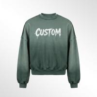 China Heavyweight Green Graphic Hoodie 100% Cotton Vintage Wash Oversized Sweatshirt for sale