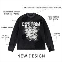 China Lightweight Men T Shirts DTG Print Distressed Enzyme Wash 280GSM Long Sleeve T Shirt for sale