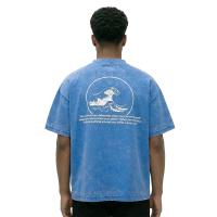 China Custom Blue Vintage Tees Men Classic Cotton T Shirts For Men 260GSM for sale