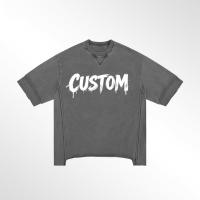 China Grey Oversized Shirt Men Heavyweight Vintage Acid Wash Summer Shirt for sale