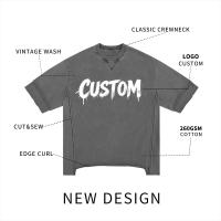 China Grey Oversized Shirt Men Heavyweight Vintage Acid Wash Summer Shirt for sale