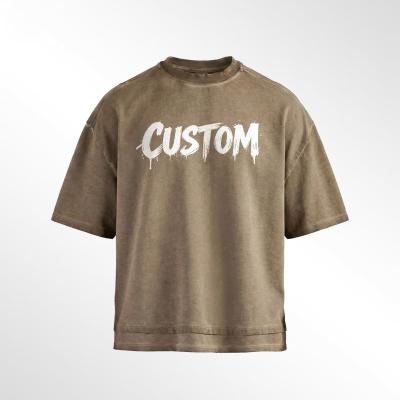 China Acid Wash Men T Shirts OEM Custom Logo Apparel Distressed Graphic T Shirt for sale