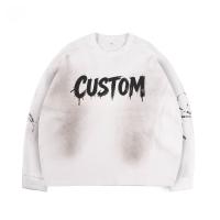 China Heavyweight Men T Shirts Dirty Waffle Grid Oversize Long Sleeve T Shirt for sale