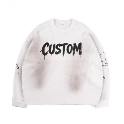 China Heavyweight Men T Shirts Dirty Waffle Grid Oversize Long Sleeve T Shirt for sale