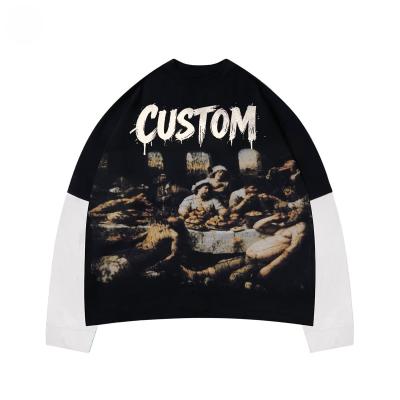 China Digital Print Men T Shirts Layered Long Sleeve T Shirt For Streetwear Brands for sale