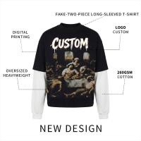 China Digital Print Men T Shirts Layered Long Sleeve T Shirt For Streetwear Brands for sale