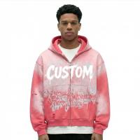 China Y2K Acid Wash Distressed Zip Hoodies 100% Long Staple Cotton Customized Hoodie for sale