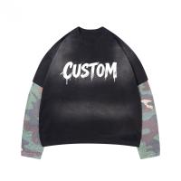 China Vintage Black Long Sleeve Shirt 260GSM Drop Shoulder Mens Graphic T Shirts for sale
