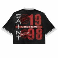 China Acid Wash Mens Graphic Tees Boxy Fit T Shirt Rhinestone Streetwear for sale
