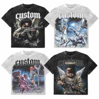 China Rhinestone Men T Shirts Oversized Bootleg Graphic Print T Shirt Streetwear for sale