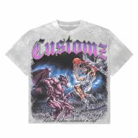 China Rhinestone Men T Shirts Oversized Bootleg Graphic Print T Shirt Streetwear for sale
