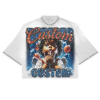 China Custom Men T Shirts Graphic Print Rhinestone Boxy Fit T Shirt For Streetwear for sale