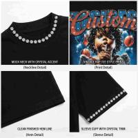 China Custom Men T Shirts Graphic Print Rhinestone Boxy Fit T Shirt For Streetwear for sale