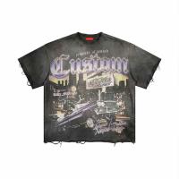 China Custom Vintage Wash Distressed T-Shirt for Streetwear Brands for sale