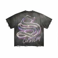 China Custom Vintage Wash Distressed T-Shirt for Streetwear Brands for sale