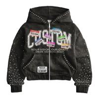 China OEM 100% Cotton Oversized Graphic Zip Up Mens Hoodie Supplier for sale