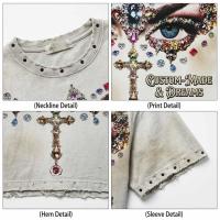 China Custom Rhinestone Vintage Wash Studded Distress Overisize T-Shirt for sale