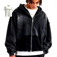 China OEM 100% Cotton 460G Vintage Wash Streetwear Zip Up Hoodie Vendor for sale
