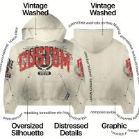 China Custom Acid Wash Distressed Cropped Hoodie | OEM Mens Streetwear for sale