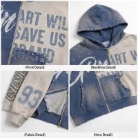 China Custom 410GSM Vintage Wash Rhinestone Graphic Mens Hoodie Vendor for sale