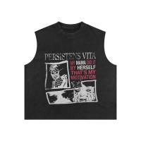 China Custom DTG Print Boxy Sleeveless T Shirt Vintage Wash Streetwear for sale
