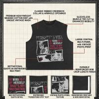 China Custom DTG Print Boxy Sleeveless T Shirt Vintage Wash Streetwear for sale