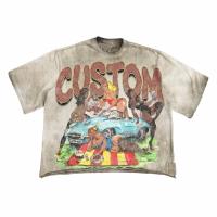 China Custom Digital Dirty Print Oversized Acid Wash T Shirt Streetwear for sale