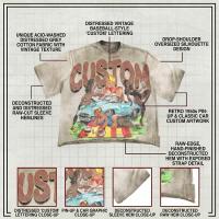China Custom Digital Dirty Print Oversized Acid Wash T Shirt Streetwear for sale