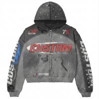 China OEM Oversized Racing Graphic Zip Up Mens Streetwear Hoodie Supplier for sale