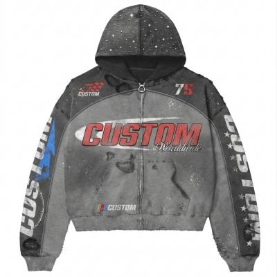 China OEM Oversized Racing Graphic Zip Up Mens Streetwear Hoodie Supplier for sale