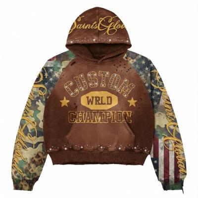 China OEM Custom Heavyweight Wash Graphic Cropped Boxy Hoodie Vendor for sale