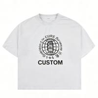 China Custom DTG Print Distressed Raw Hem Cotton T Shirt Streetwear for sale