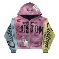 China OEM Custom Oversized Pink Distressed Boxy Streetwear Hoodies For Men for sale