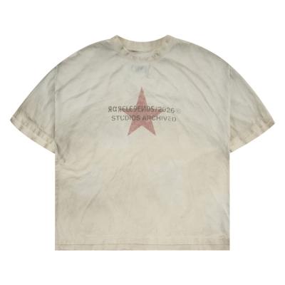 China Custom Dirty Print Oversized T Shirt for Men Vintage Wash Streetwear for sale