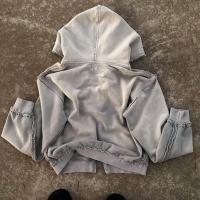 China Acid Wash Vintage Hoodies Destroyed Cropped Grunge Custom Distressed Hoodies For Men for sale