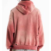 China Custom Zip Up Hoodies Sun Faded Acid Wash Distressed Graphic Cropped for sale