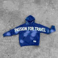 China Custom French Terry Acid Wash Applique Raw Edge Boxy Fit Dropped Shoulder Hoodie for sale