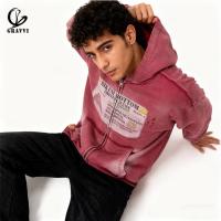 China Distressed Fleece Streetwear Raw Hem Drop Shoulder Oversized Vintage Washed Hoodie for sale