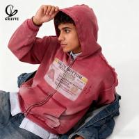 China Distressed Fleece Streetwear Raw Hem Drop Shoulder Oversized Vintage Washed Hoodie for sale