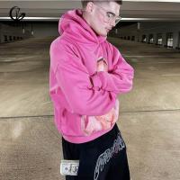 China Pink Vintage Wash Hoodie Fleece Streetwear Y2K Photo Print Pullover Hoodie Unisex for sale