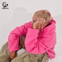 China Pink Vintage Wash Hoodie Fleece Streetwear Y2K Photo Print Pullover Hoodie Unisex for sale