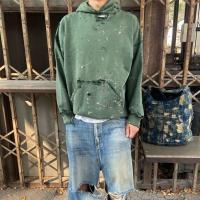 China Custom Vintage Acid Wash Sun Faded Paint Splatter Hoodies Distressed for sale