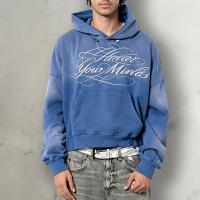 China Custom Vintage Hoodies French Terry Acid Wash Boxy Fit Cropped Drop Shoulder for sale