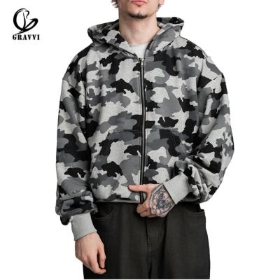 China Breathable Zip Up Men Anti Pilling Mens Zip Up Camo Hoodies Unisex for sale